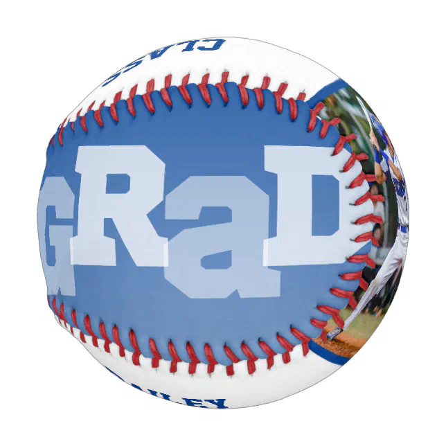 Athlete GRAD Blue Ombre Graduation Photo Baseball | Zazzle