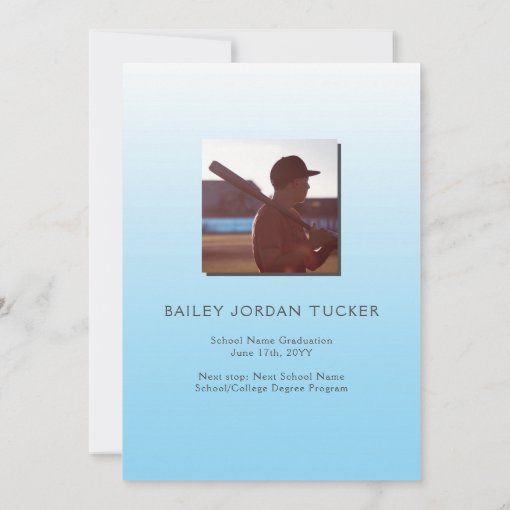 Athlete GRAD Sporty Light Blue Photo Graduation Invitation | Zazzle