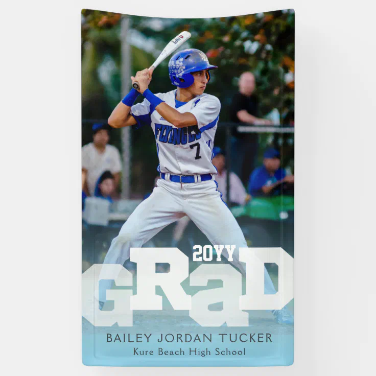 Athlete GRAD Sporty Photo Graduation Banner | Zazzle