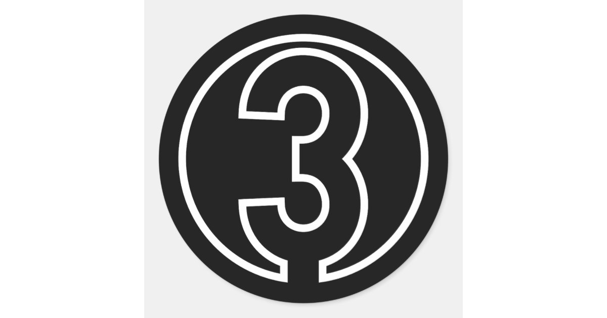 Athletes Number 3 circle shape Classic Round Sticker | Zazzle