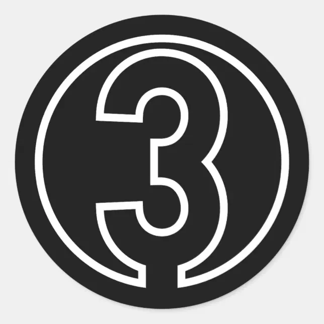 Athletes Number 3 circle shape Classic Round Sticker | Zazzle