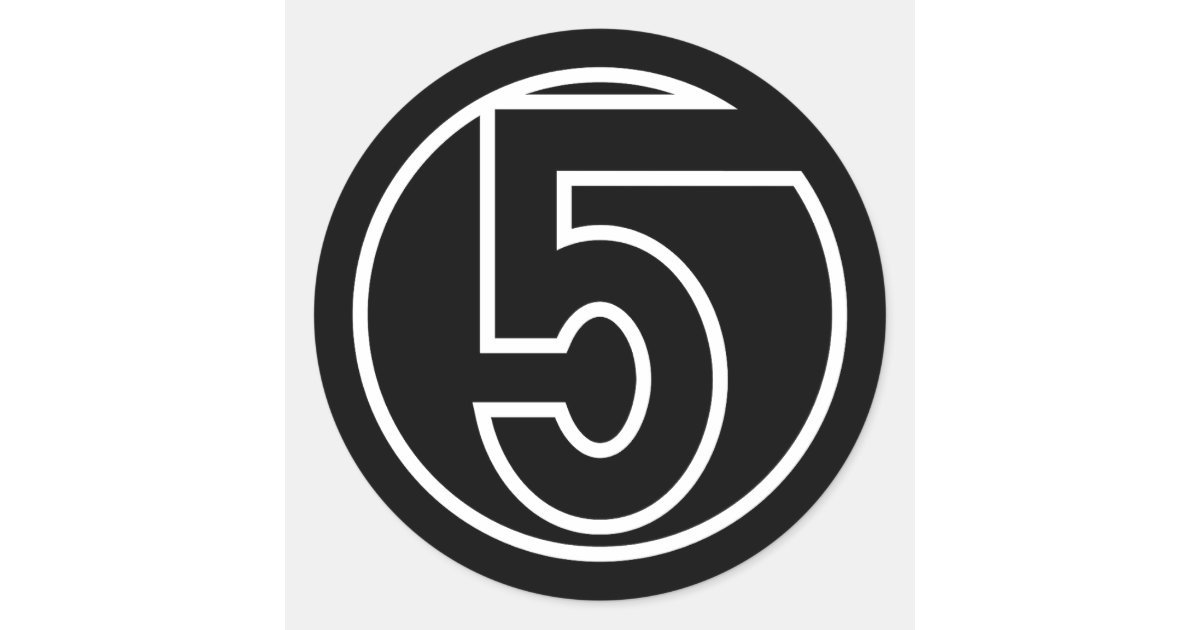 Athletes Number 5 circle shape Classic Round Sticker | Zazzle