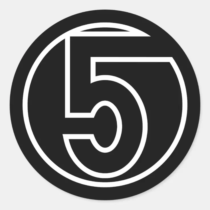Athletes Number 5 circle shape Classic Round Sticker | Zazzle