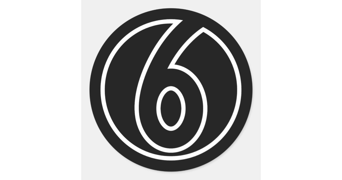 Athletes Number 6 circle shape Classic Round Sticker | Zazzle