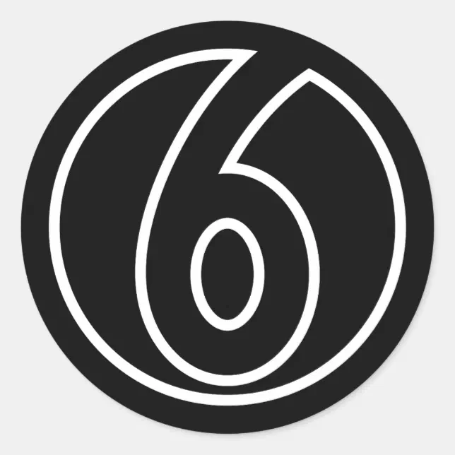 Athletes Number 6 circle shape Classic Round Sticker | Zazzle