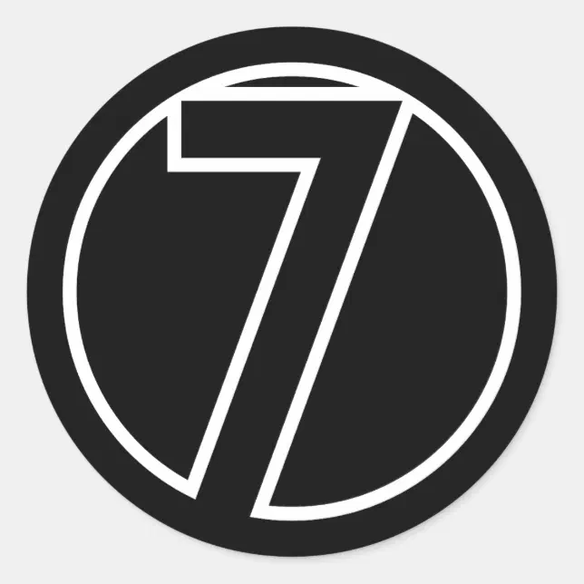 Athletes Number 7 circle shape Classic Round Sticker | Zazzle