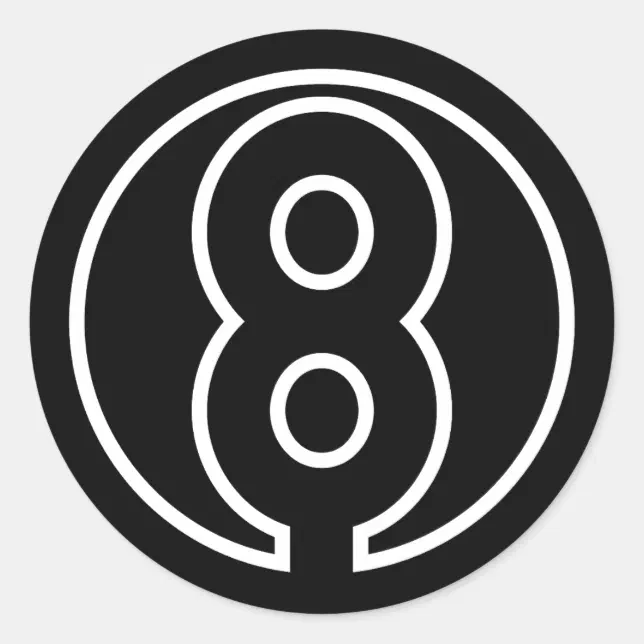 Athletes Number 8 circle shape Classic Round Sticker | Zazzle