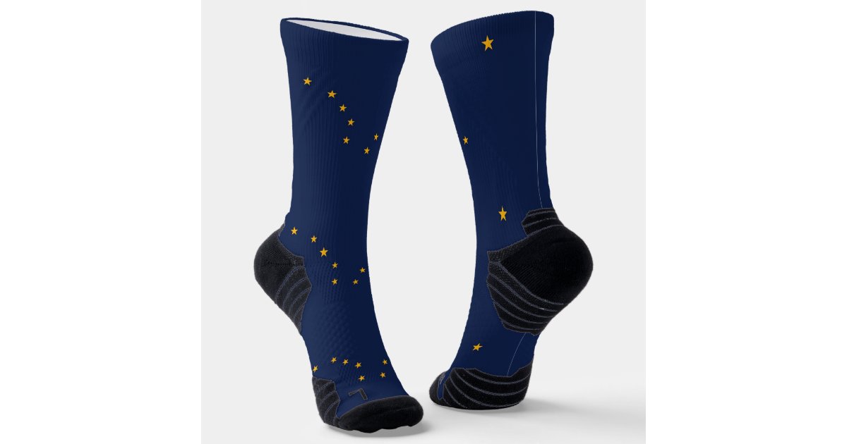Athletic Crew Sock with flag of Alaska, U.S. | Zazzle