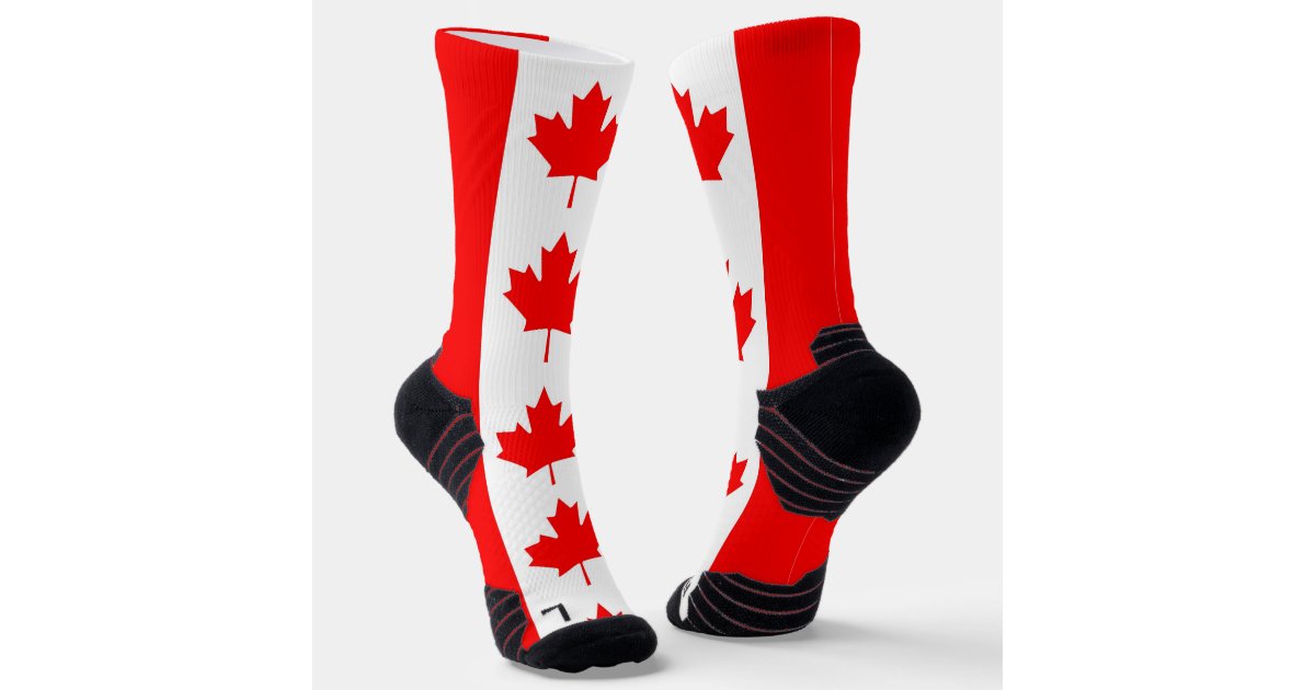 Athletic Crew Sock with flag of Canada | Zazzle