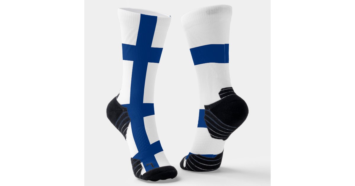Athletic Crew Sock with flag of Finland | Zazzle