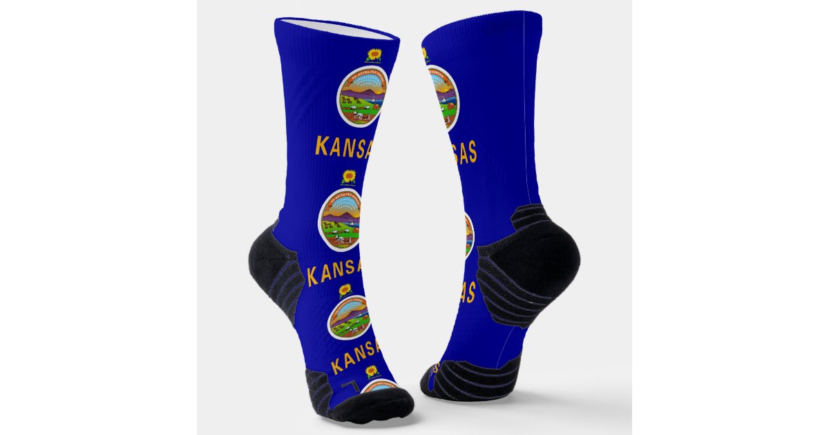 Athletic Crew Sock with flag of Kansas, U.S. | Zazzle