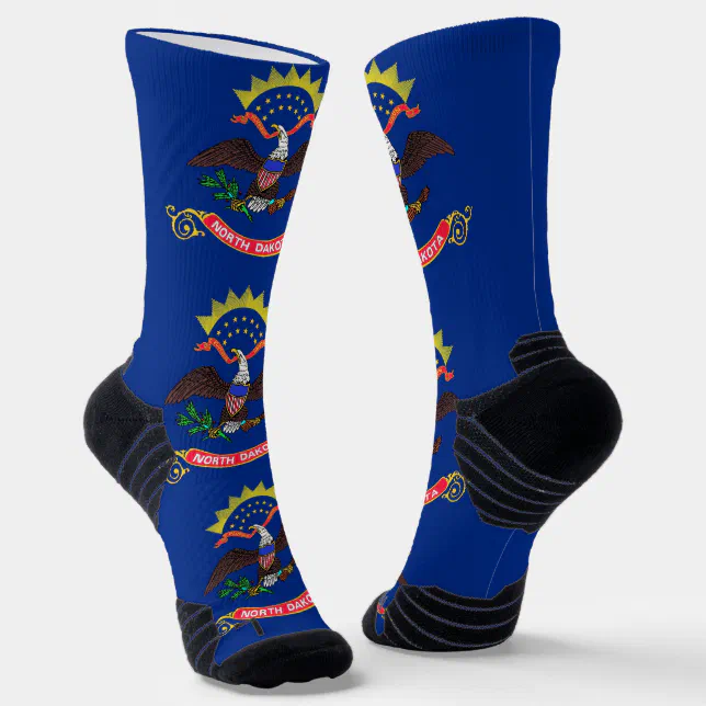 Athletic Crew Sock with flag of North Dakota | Zazzle
