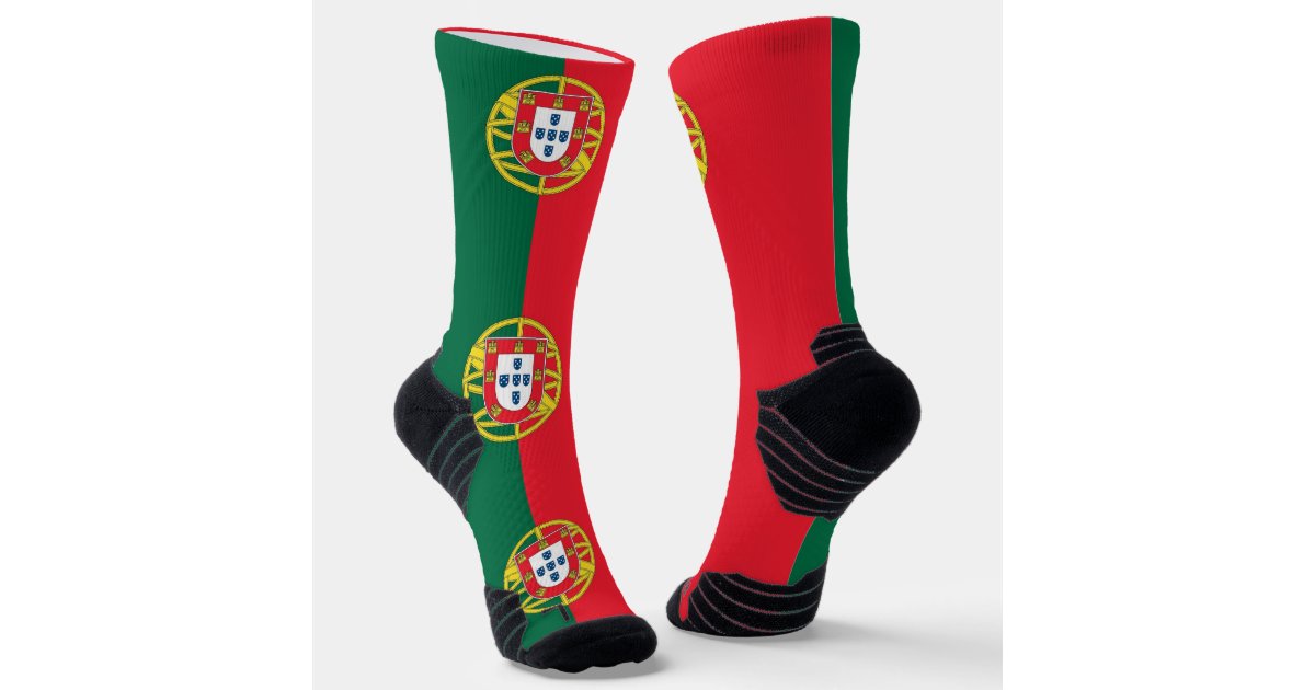 Athletic Crew Sock with flag of Portugal | Zazzle