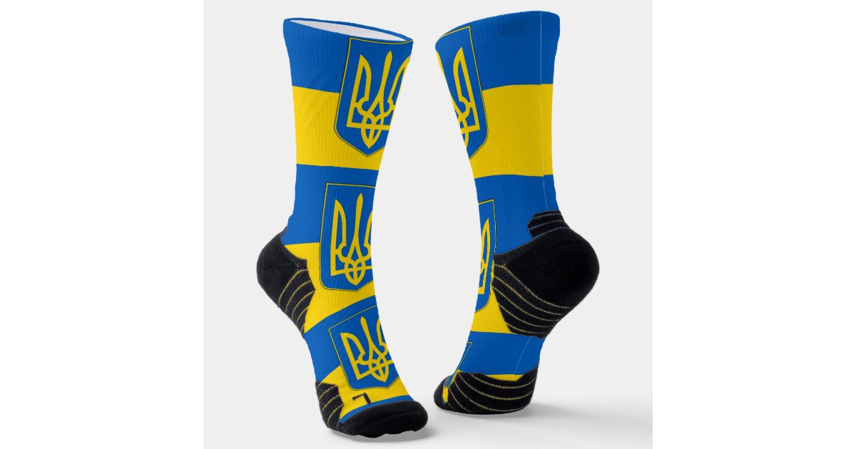 Athletic Crew Sock with flag of Ukraine | Zazzle