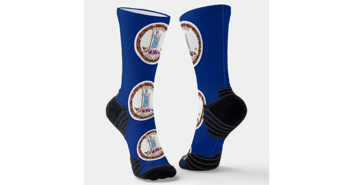 Athletic Crew Sock with flag of Virginia, U.S.A. | Zazzle