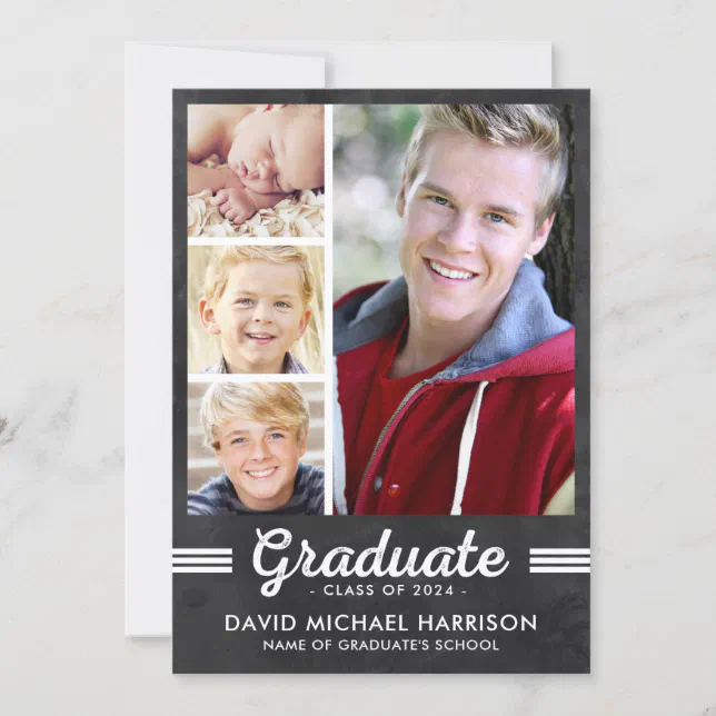 Athletic Multi-Photo Graduation Party Invitation | Zazzle