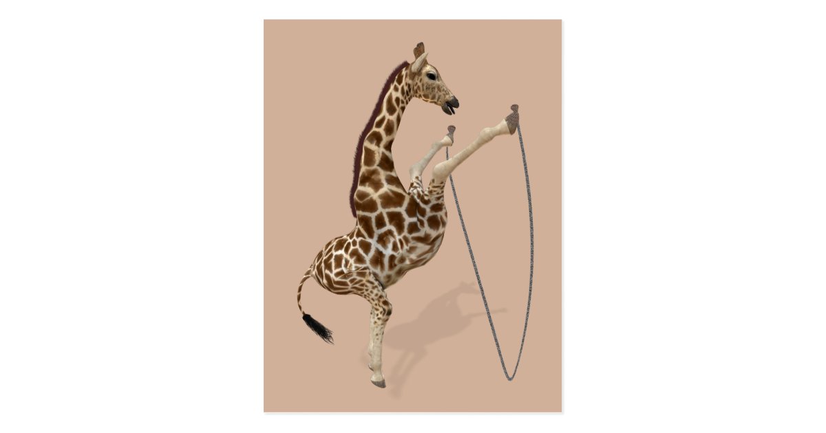 Athletic Rope Jumping Giraffe Postcard | Zazzle.com