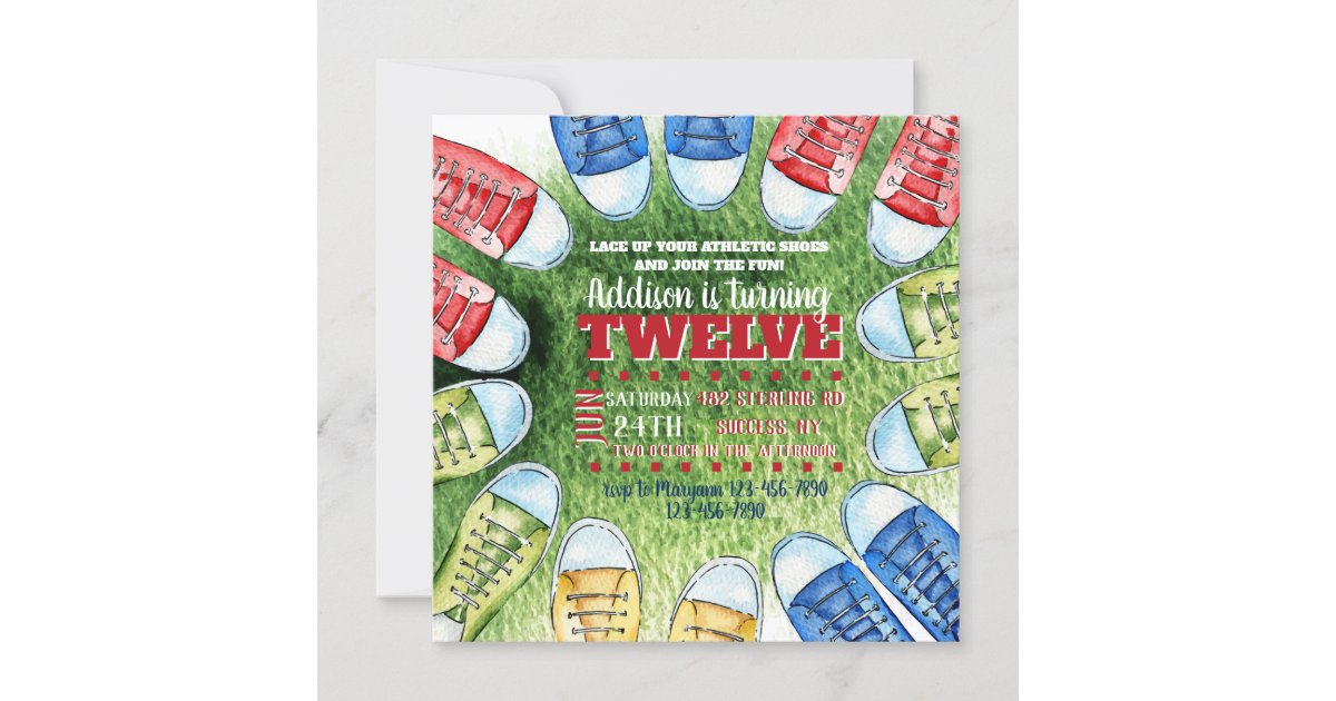 Athletic Shoes Square Invitation | Zazzle
