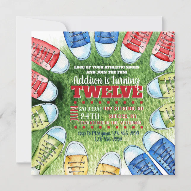 Athletic Shoes Square Invitation | Zazzle