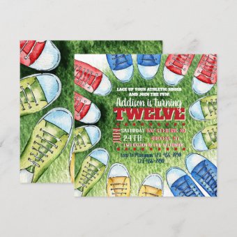 Athletic Shoes Square Invitation | Zazzle