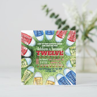 Athletic Shoes Square Invitation | Zazzle