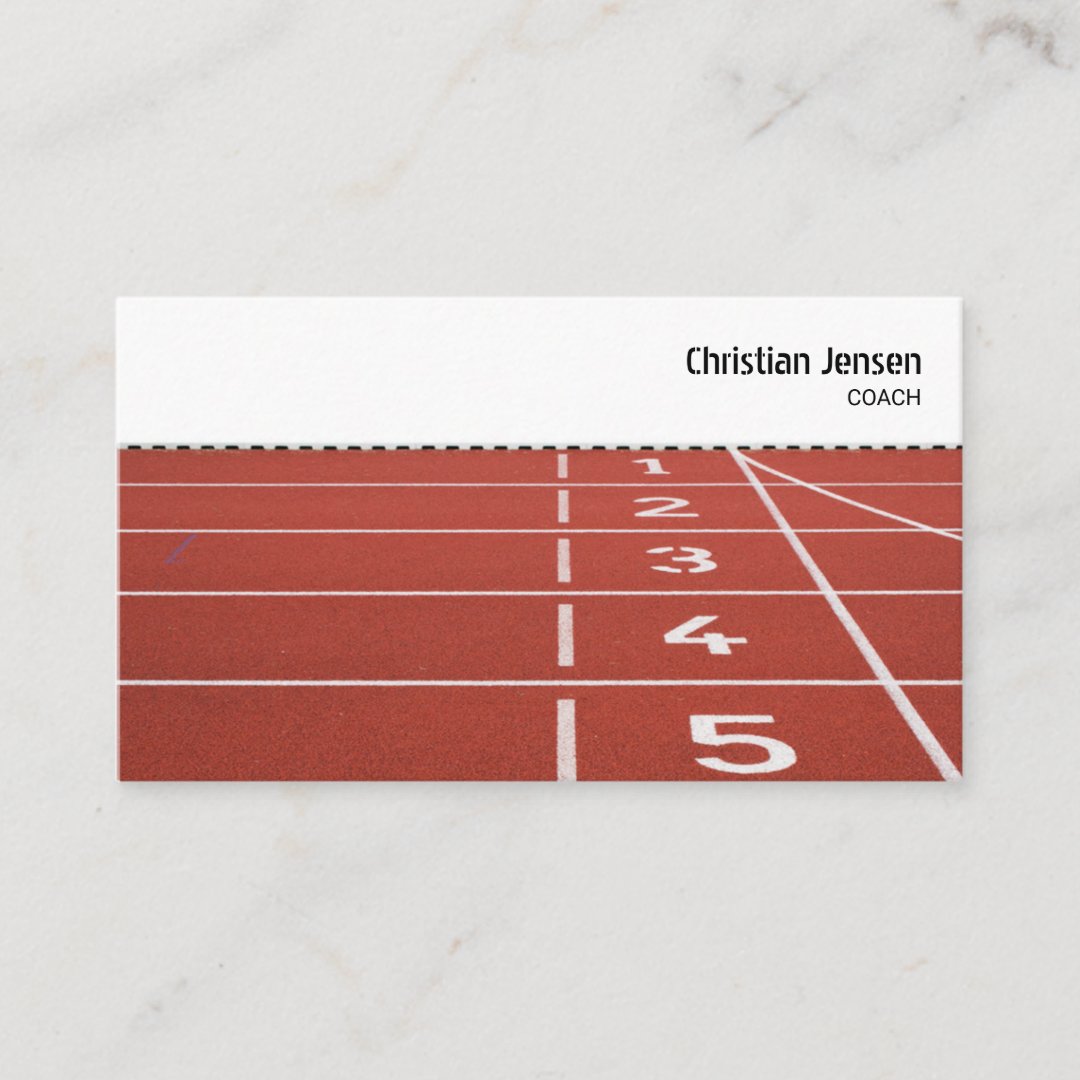 Athletics Coach Trainer Sport Exercises Run Track Business Card | Zazzle