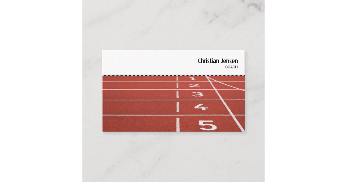 Athletics Coach Trainer Sport Exercises Run Track Business Card | Zazzle