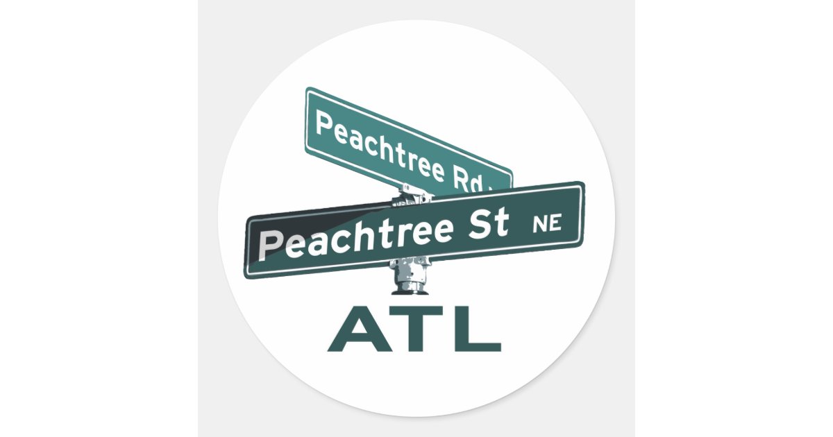 ATL Peachtree Signs Classic Round Sticker | Zazzle