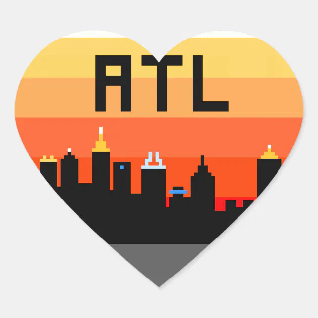 Atlanta 8 Bit Skyline Atl Heart Sticker Zazzle