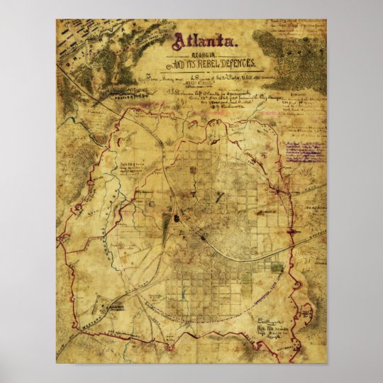 Atlanta Campaign - Civil War Panoramic Map 2 Poster | Zazzle.com