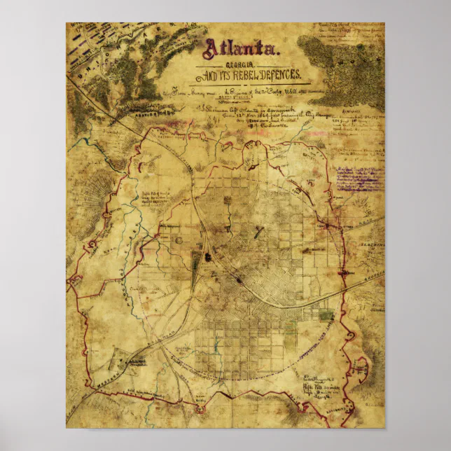 Atlanta Campaign - Civil War Panoramic Map 2 Poster | Zazzle