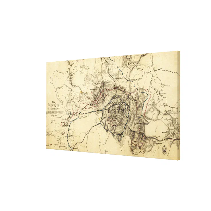 Atlanta Campaign - Civil War Panoramic Map Canvas Print | Zazzle