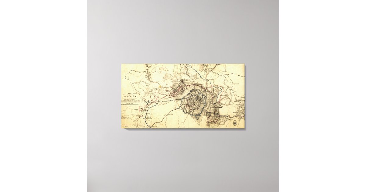 Atlanta Campaign - Civil War Panoramic Map Canvas Print | Zazzle