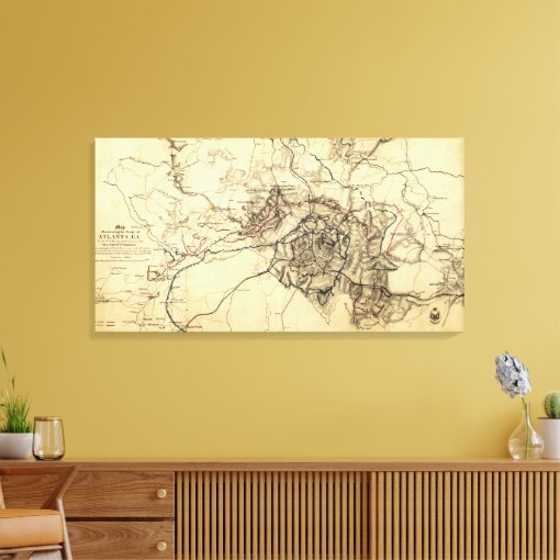 Atlanta Campaign - Civil War Panoramic Map Canvas Print | Zazzle