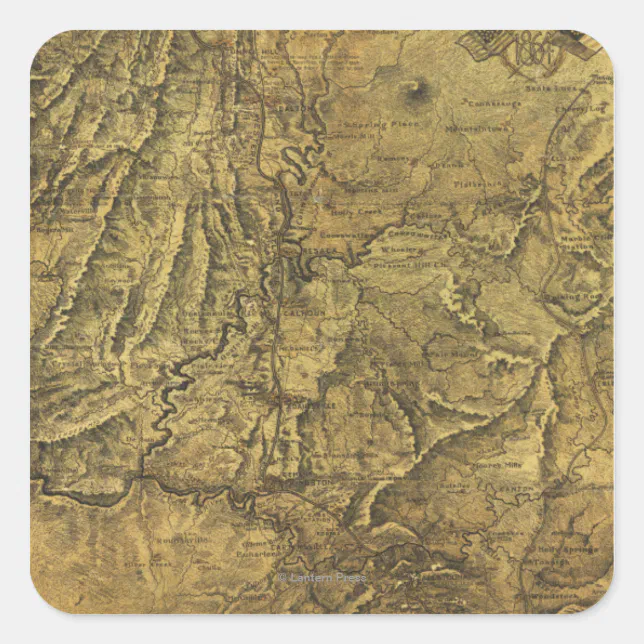Atlanta Campaign - Civil War Panoramic Map Square Sticker | Zazzle