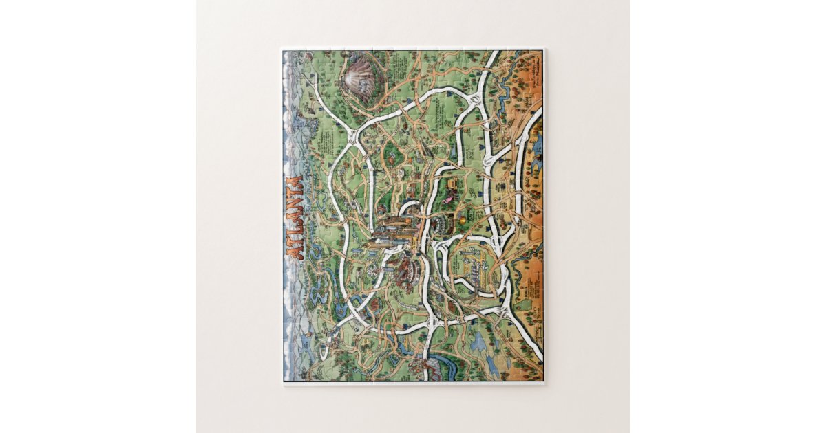 Atlanta Cartoon Map Puzzle | Zazzle