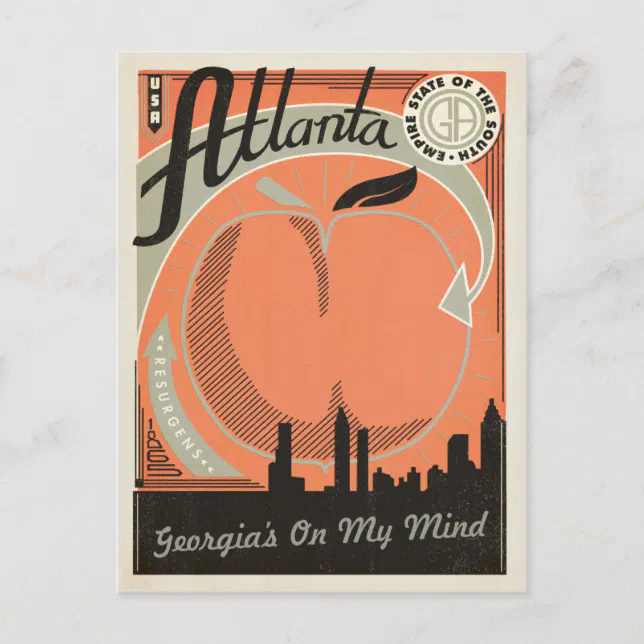 Atlanta, GA - Georgia's on my Mind Postcard | Zazzle
