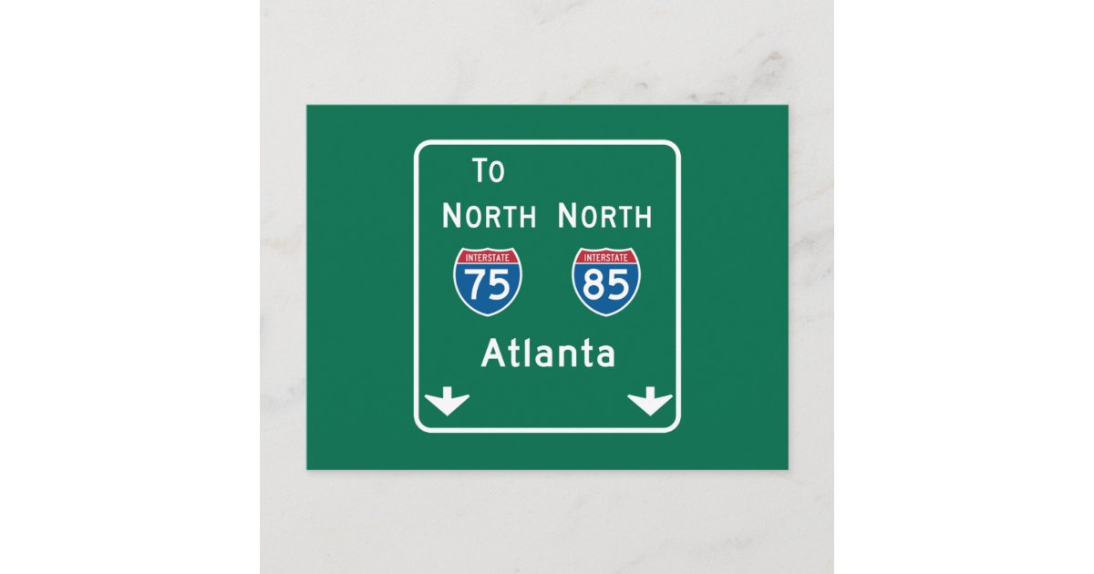 Atlanta, GA Road Sign Postcard | Zazzle