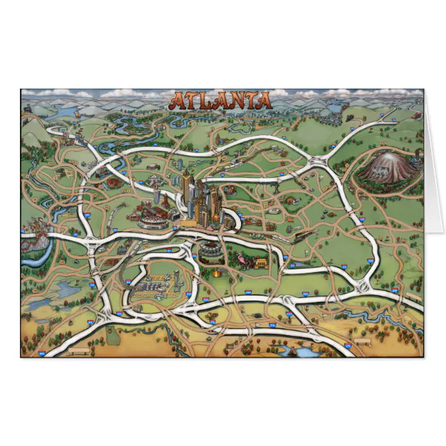 Atlanta Georgia Cartoon Map Card | Zazzle