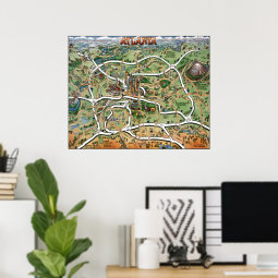 Atlanta Georgia Cartoon Map Poster | Zazzle