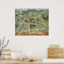 Atlanta Georgia Cartoon Map Poster | Zazzle