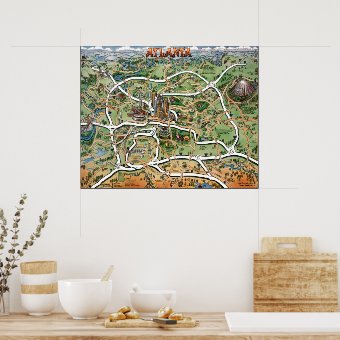 Atlanta Georgia Cartoon Map Poster | Zazzle