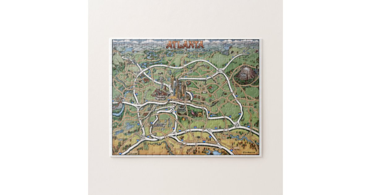 Atlanta Georgia Cartoon Map Puzzle | Zazzle