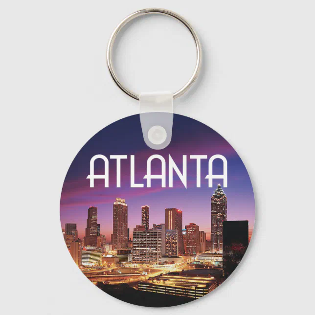 Atlanta, Georgia city skyline at night Keychain | Zazzle