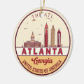 Atlanta Georgia City Skyline Emblem Ceramic Ornament | Zazzle