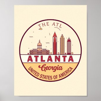 Atlanta Georgia City Skyline Emblem Poster | Zazzle