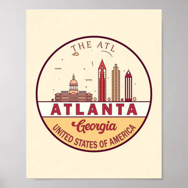 Atlanta Georgia City Skyline Emblem Poster | Zazzle