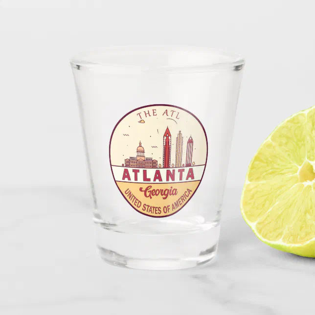 Atlanta Georgia City Skyline Emblem Shot Glass | Zazzle