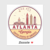 Atlanta Georgia City Skyline Emblem Sticker | Zazzle