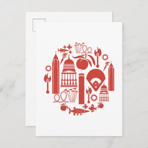 Atlanta Georgia Icons Postcard | Zazzle